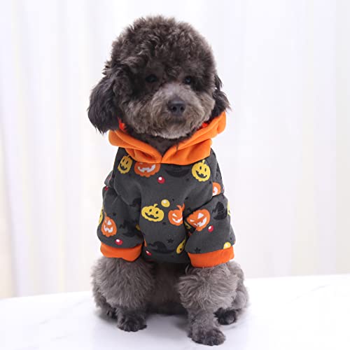 Dog Pumpkin Costume Halloween Sweater Clothes Cosplay Outfits Clothes for Fleece Hoodie Cooper