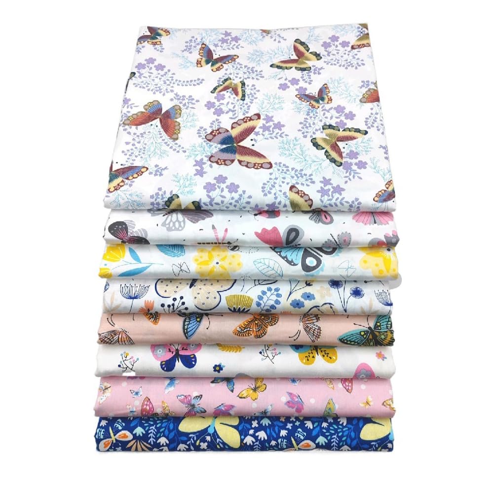 8PCS Cotton Fabric Squares 20" x 20" Fat Quarter Fabric Bundles Craft Fabric for Patchwork Sewing Quilting Crafting DIY (Colorful Flower)