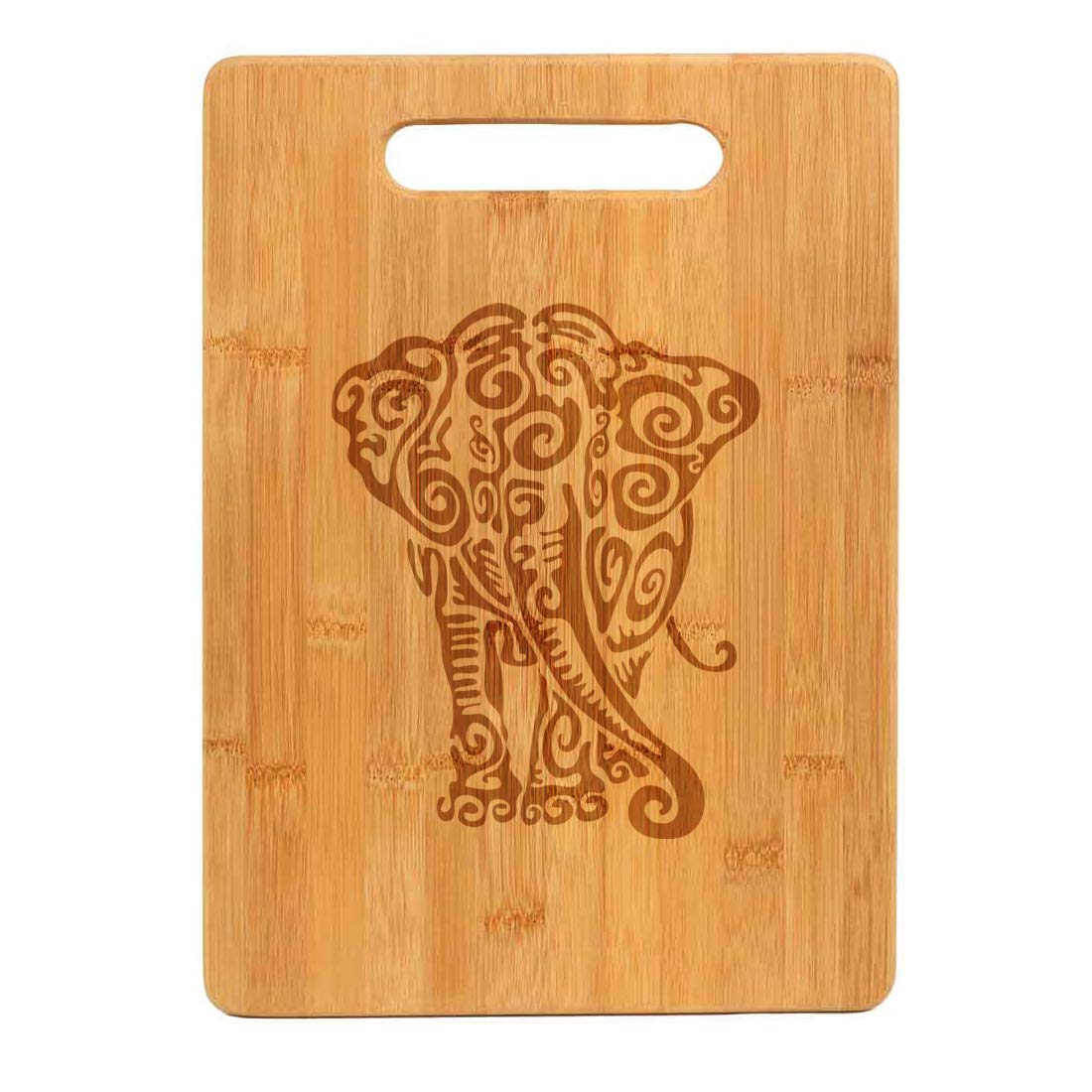 Bamboo Wood Cutting Board Tribal Elephant