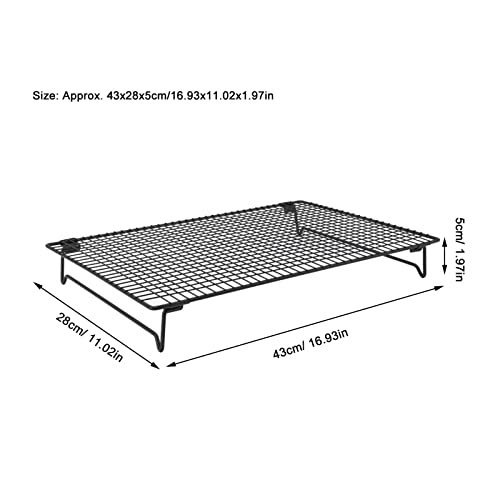 Asixxsix Cooling Rack, 17 x 11 Inches Oven and Dishwasher Safe Baking Rack, High Temperature Resistant Wire Rack with Small Mesh for Cooking, Roasting, Grilling, Dripping Dish, Fits Pans (Black)