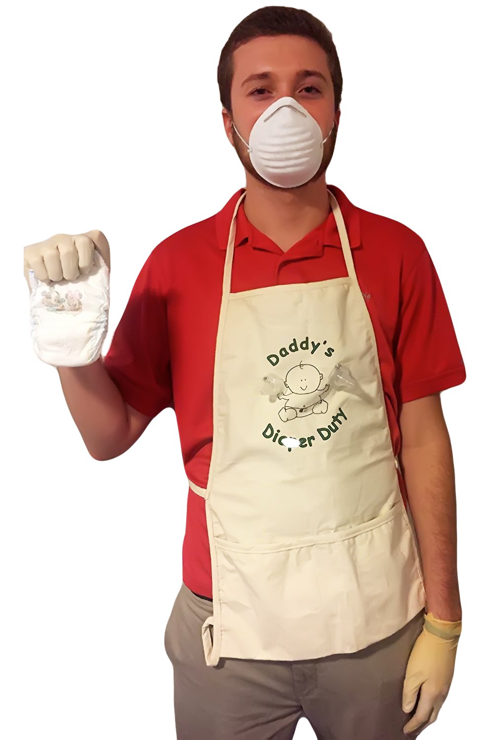 Genius Baby Toys | The ORIGINAL Daddy's Diaper Duty Apron and New Dad Gag Gift with Bottle Nipples, Gloves, Mask, Clothespins