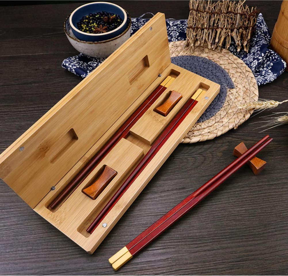 Wooden Chopsticks Reusable Bamboo Chopsticks Small Gift Boxes ,Japanese Korean Chopstick With Case,Cooking Wooden Chopsticks Suitable For Father'S Day, Mother'S Day