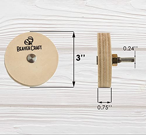 BeaverCraft PW1 Sharpening Wheel Stropping 3" Wheel Leather Wheel Honing Wheel Leather Polishing Wheel Knife Sharpening Wheel Kit Leather Stropping Buffing Wheel Leather Strop Wheel