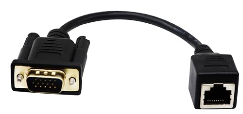 zdyCGTime RJ45 to VGA Cable, VGA 15-Pin Port Female&Male to RJ45 Female Cat5/6 Ethernet LAN Console for Multimedia Video(15CM/6Inch) 2Pack