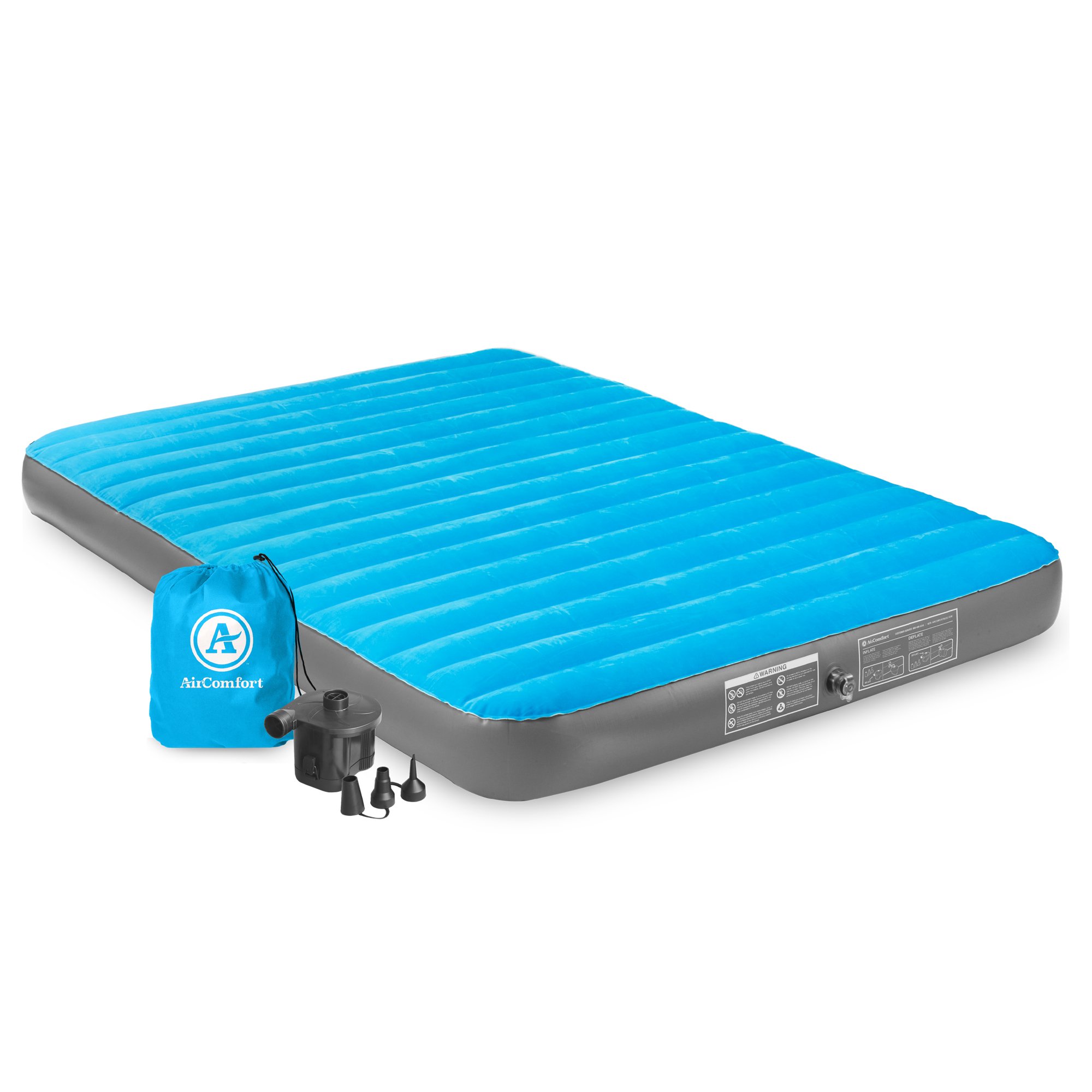Air Comfort Camp Mate Queen Size Air Mattress with Battery Pump, 500lb Weight Capacity