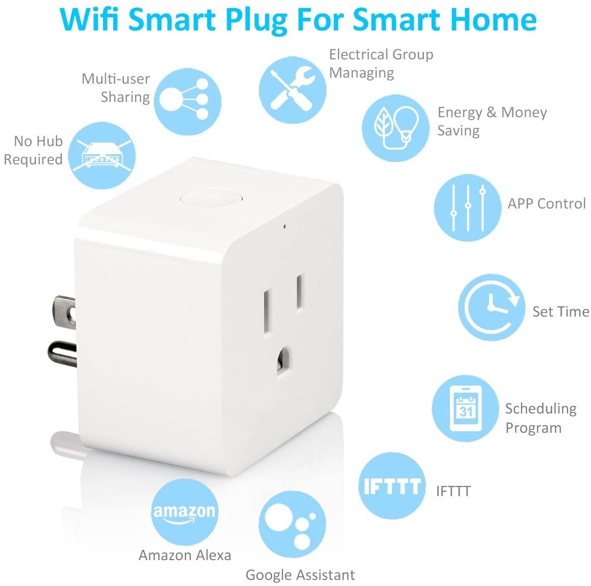 Seamless Home Automation Smart Plug β 3-Prong Grounded Outlet, Remote Control for Electrical Devices, Compatible with Alexa and Google Home, Effortless Convenience, Pack of 4