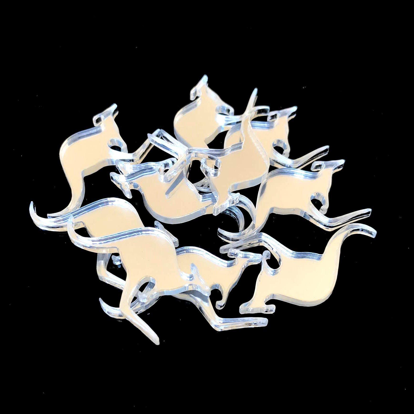 Super Cool Creations Kangaroo Shaped Crafting Mirrors, Set of 10, Many Colours, Shatterproof Acrylic, White, Pack of 20 x 2cm