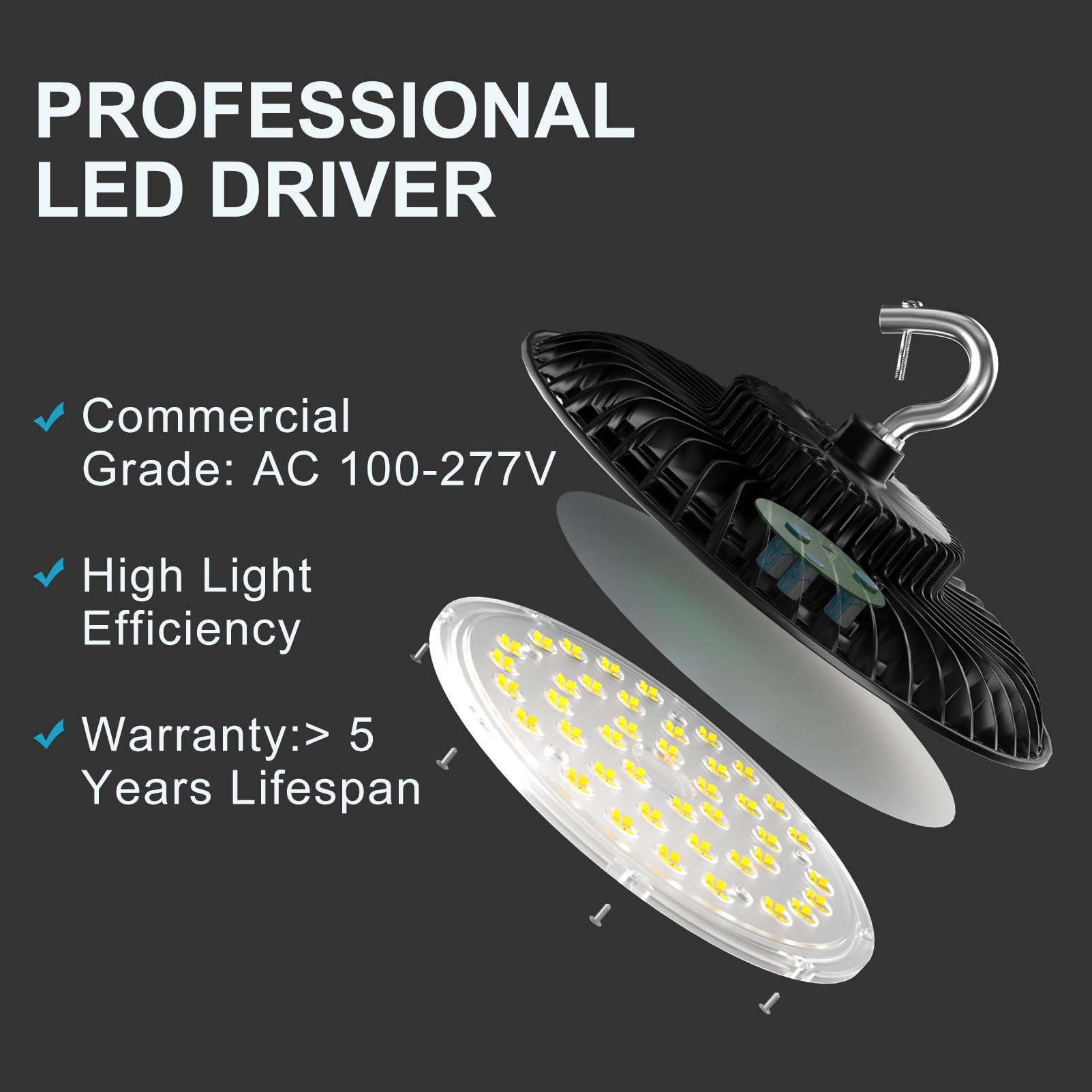 Smart 200W LED High Bay Light 30000LM 5000K UFO High Bay Lighting Motion Activated High Bay LED Lights AC100-277V for Warehouse Barn(Installation Height at Least 20FT)- 4Pack(Remote Buy Separate)