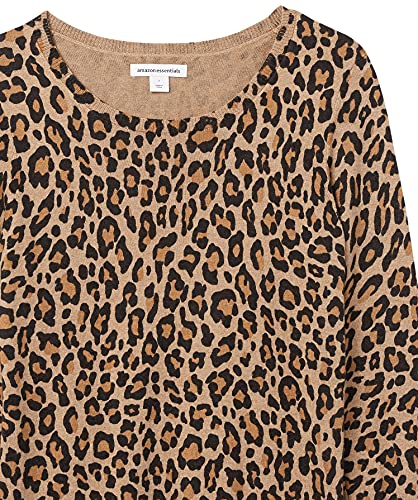 Amazon Essentials Women's Long-Sleeve Lightweight Crewneck Sweater (Available in Plus Size), Camel Cheetah, X-Large