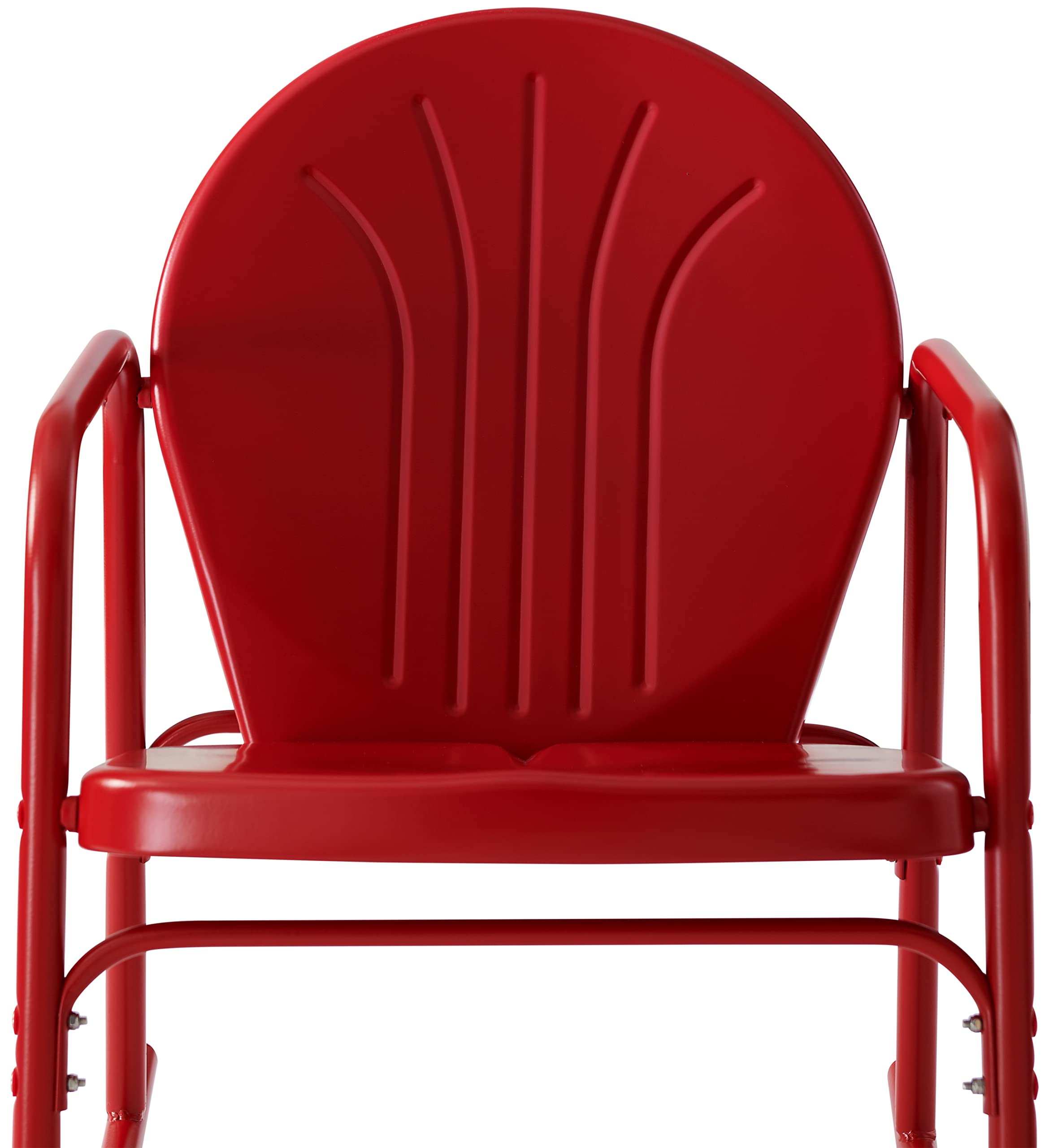 Crosley Furniture Griffith 3-Piece Outdoor Rocking Chair and Side Table Set, Retro Metal Bistro Patio Sets, Bright Red Gloss