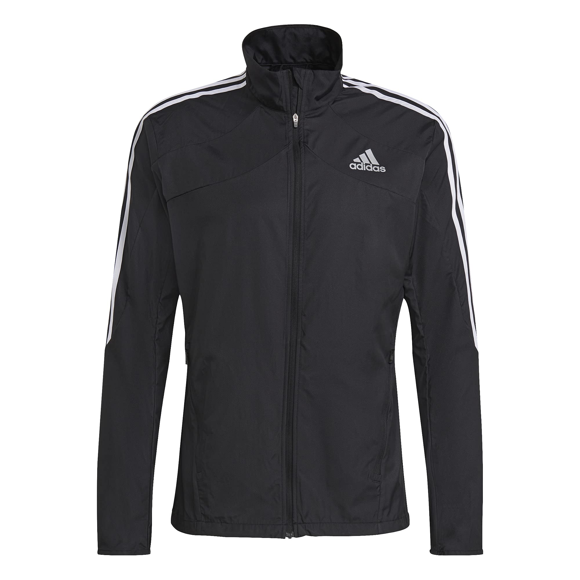 adidas Men's Marathon Jacket 3-Stripes, Black/White, X-Large