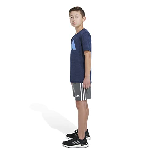 adidas Boys' Big Moisture-Wicking Athletic T BoS Logo Short-Sleeve Tee Shirts, Collegiate Navy Heather, M(10/12)