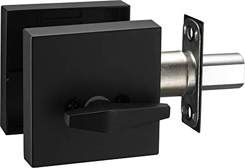 Berlin Modisch Contemporary Square Entry Lever Door Handle and Single Cylinder Deadbolt Locking Lever Handle Set [Front Door or Office] Right & Left Sided Doors Heavy Duty – Iron Black Finish