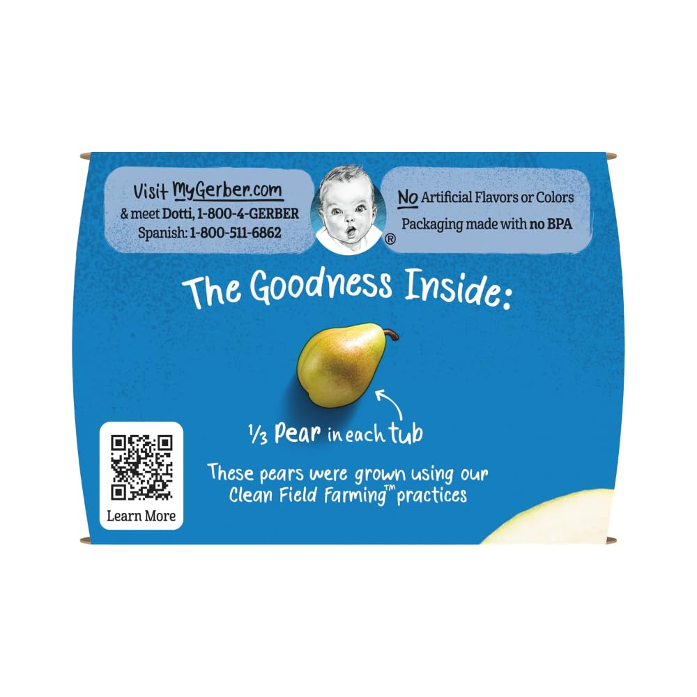 Gerber 1st Foods Pears, 2.5 Ounce Tubs, 2 Count (Pack of 8)