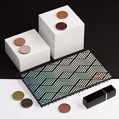Allwon Magnetic Palette Black Empty Makeup Palette with Mirror and 20Pcs Adhesive Empty Palette Metal Stickers for Eyeshadow Lipstick Blush Powder