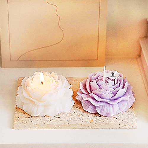 BelugaDesign Peony Rose Candles | Cute Aesthetic Scented Flower Shape Pastel Pink White Purple | Kawaii Soy Wax for Women Gift Set Bundle 4 Pack