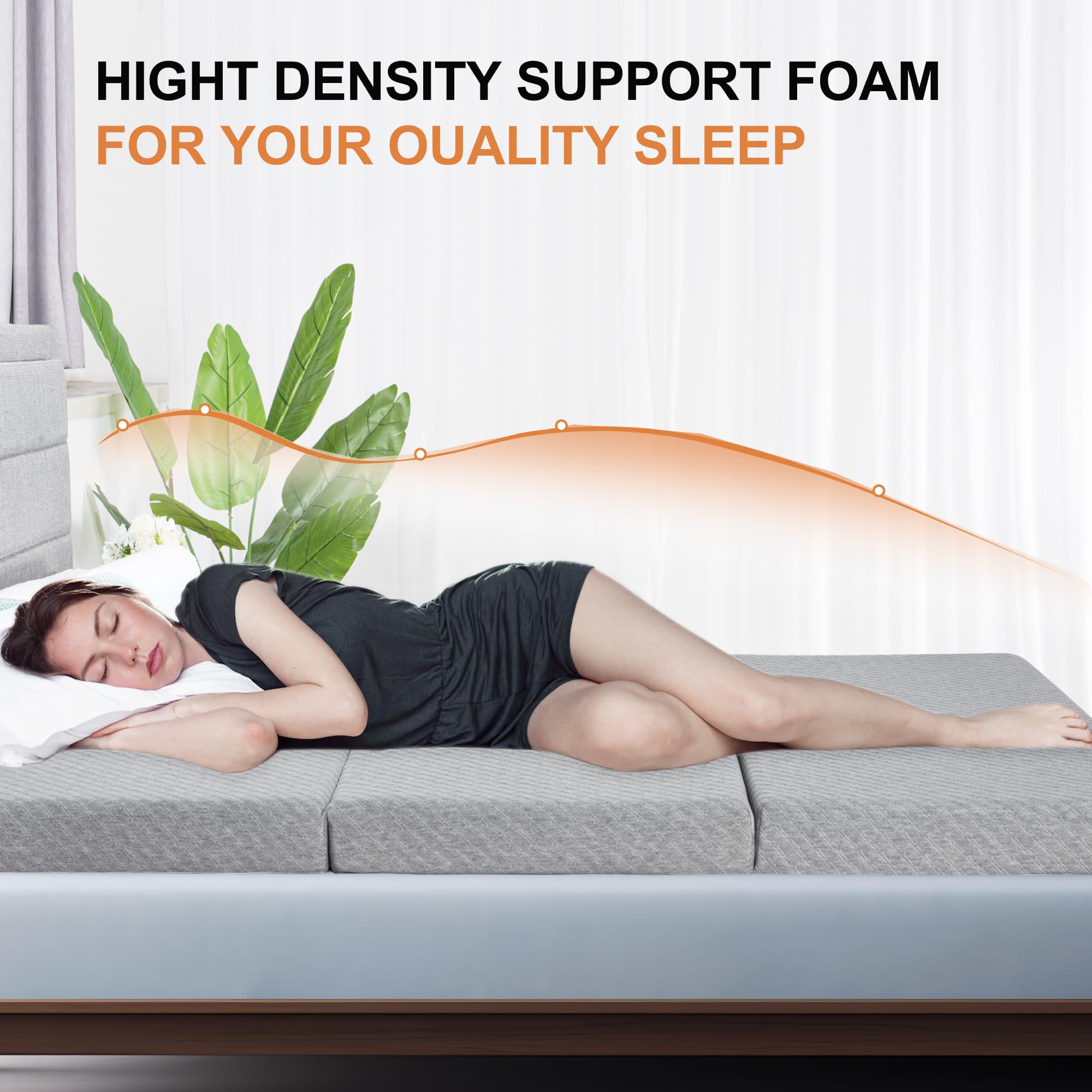 Planet Sleepings Full Mattress 3 Inch Tri-fold Gel Foam Mattress, Adjustable Softness Relief Back Pain Breathable and Washable Cover, CertiPUR-US