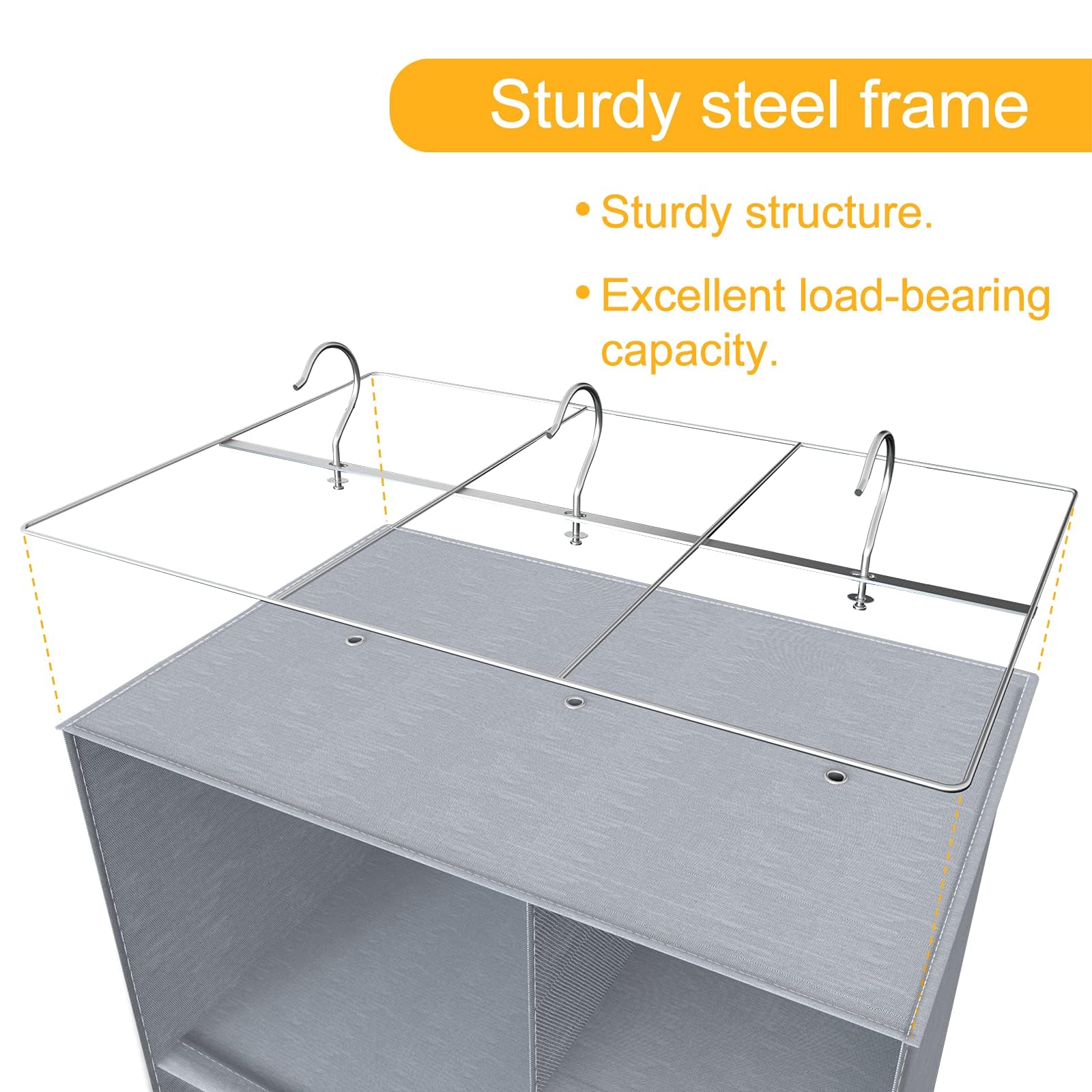 coastal rose Hanging Shoe Closet Storage Organizer, 15 Sections Closet Organizers and Storage Shelves Shoe Rack Holder Hanger, Grey