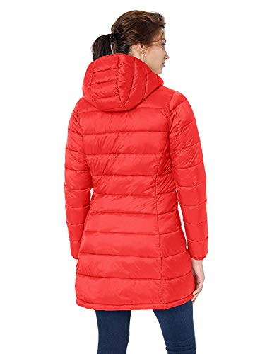 Amazon Essentials Women's Lightweight Water-Resistant Hooded Puffer Coat (Available in Plus Size), Red, X-Large