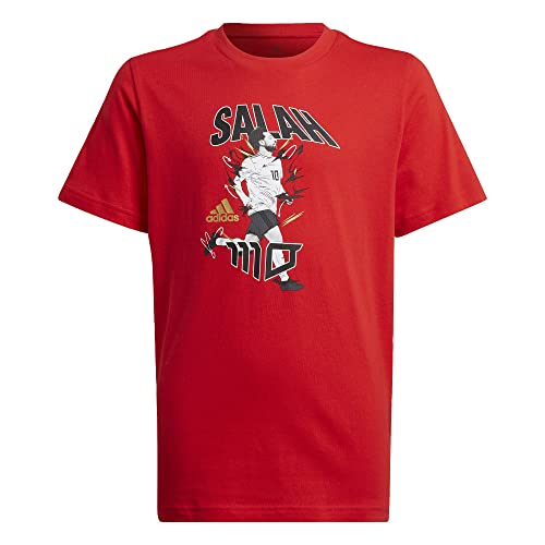 adidas Boys' Salah Football Graphic Tee, Vivid Red, Small