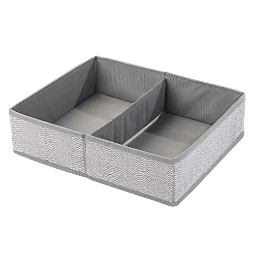 mDesign Fabric Drawer Organizer Bin Dividers for Kids/Baby Nursery Dresser, Closet, Organization - Bins Hold Clothes, Diapers, Cream, Toy, Blankets - Gray Herringbone