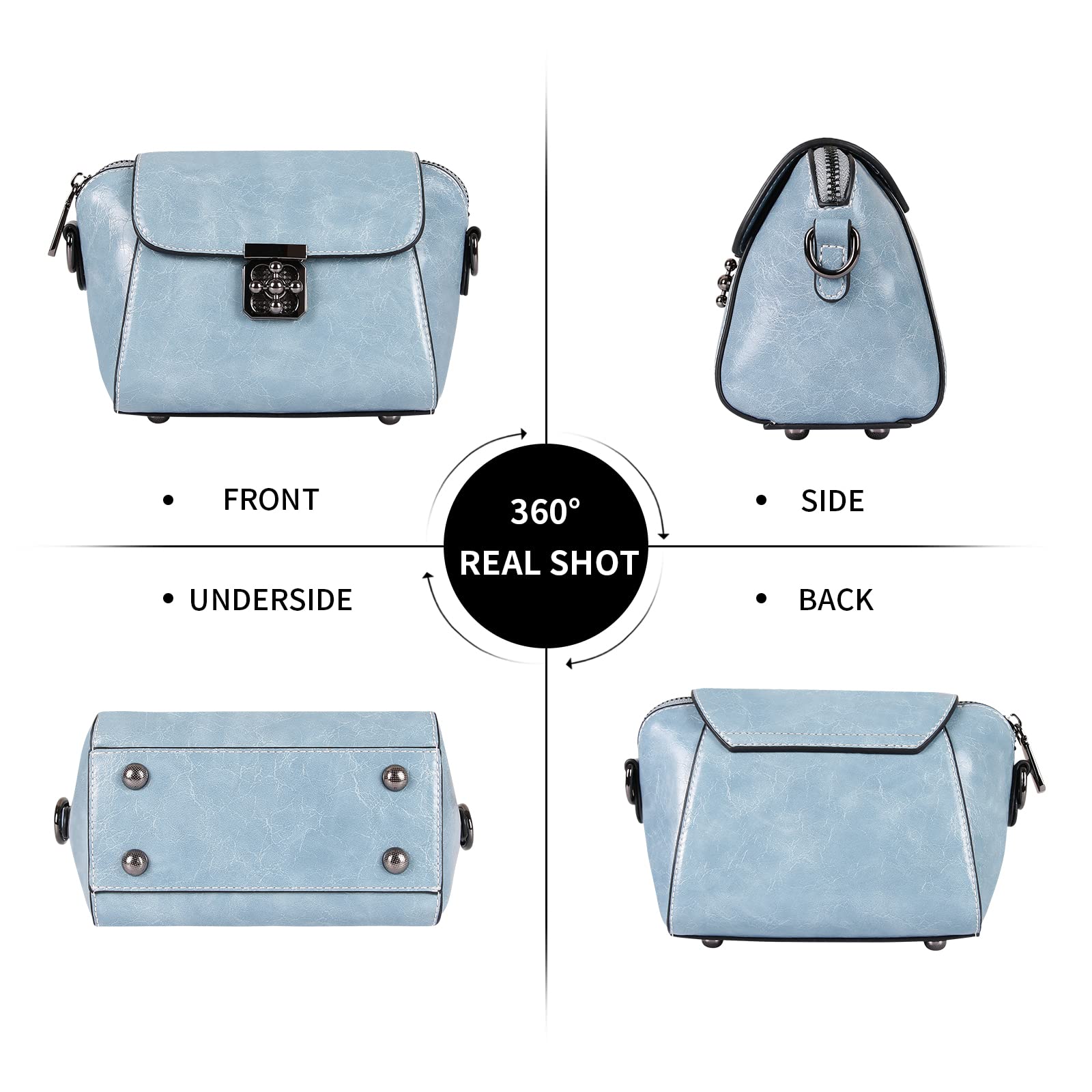Crossbody Bags for Women, Shoulder Bag Handbag, Oil Wax Leather Bag, Morandi's Color(blue)