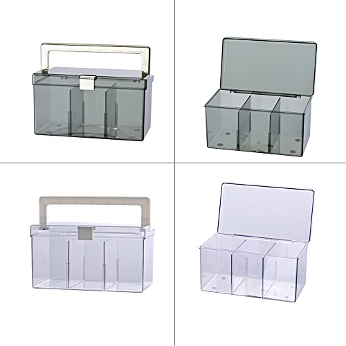 BangQiao Small Plastic Storage Box with Handle and Adjustable Dividers, Multipurpose Lockable Container Case for Sewing, Stationery, Art&Craft Supplies, Cosmetics, First Aid Kit, Clear/Smoke Green