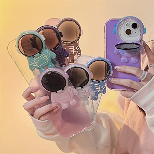 Beskinmer Compatible with iPhone 11 Case,Cute Clear Astronaut Case for Women with Astronaut Folding Camera Cover Kickstand Case Slim Soft TPU Shockproof Bumper - Clear
