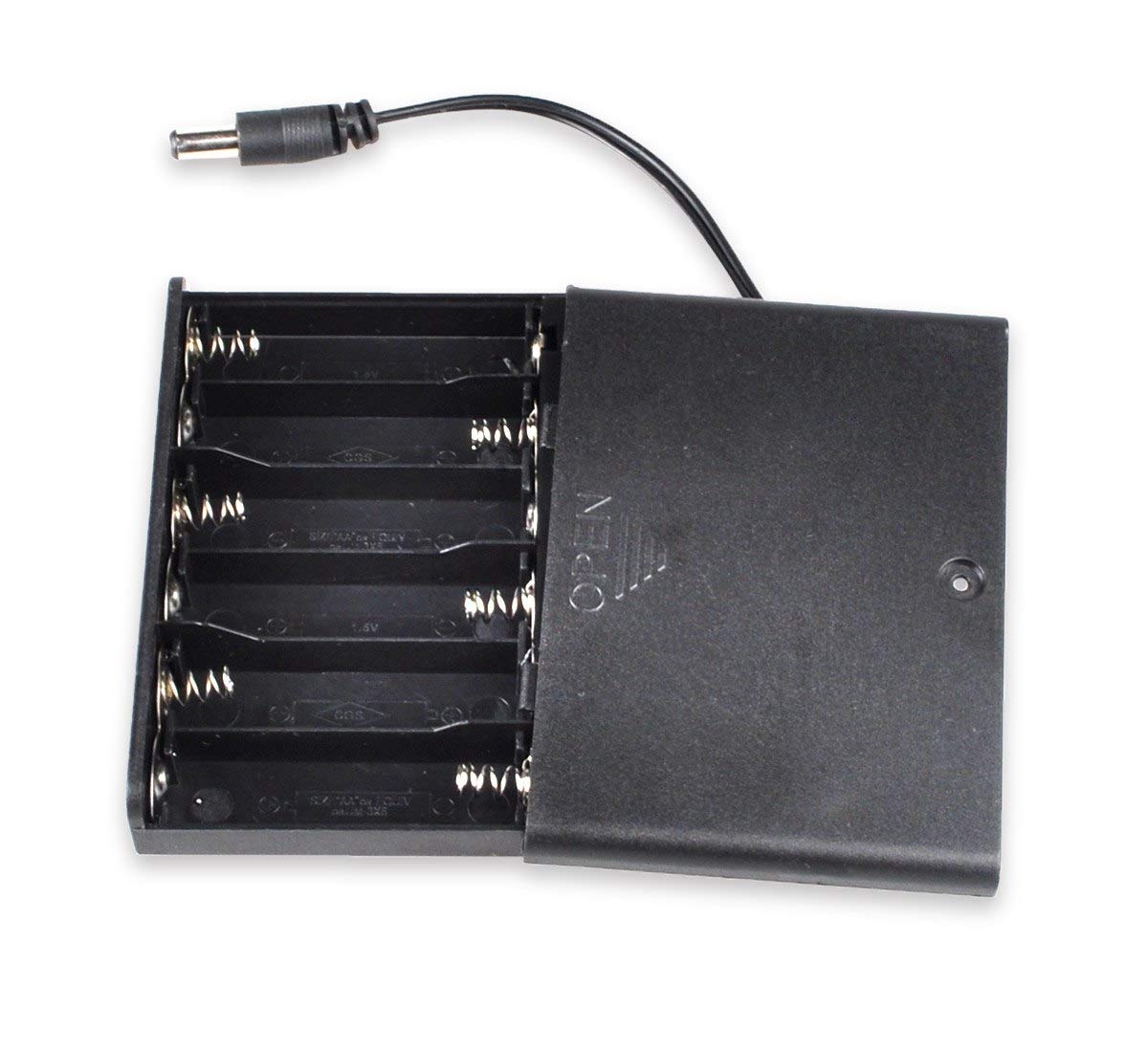 HTTX 9V AA Battery Pack with Leads, 6 x 1.5v AA Battery Case Holder, Battery Storage Box with ON/OFF Switch and 5.5mm x 2.1mm DC Plug