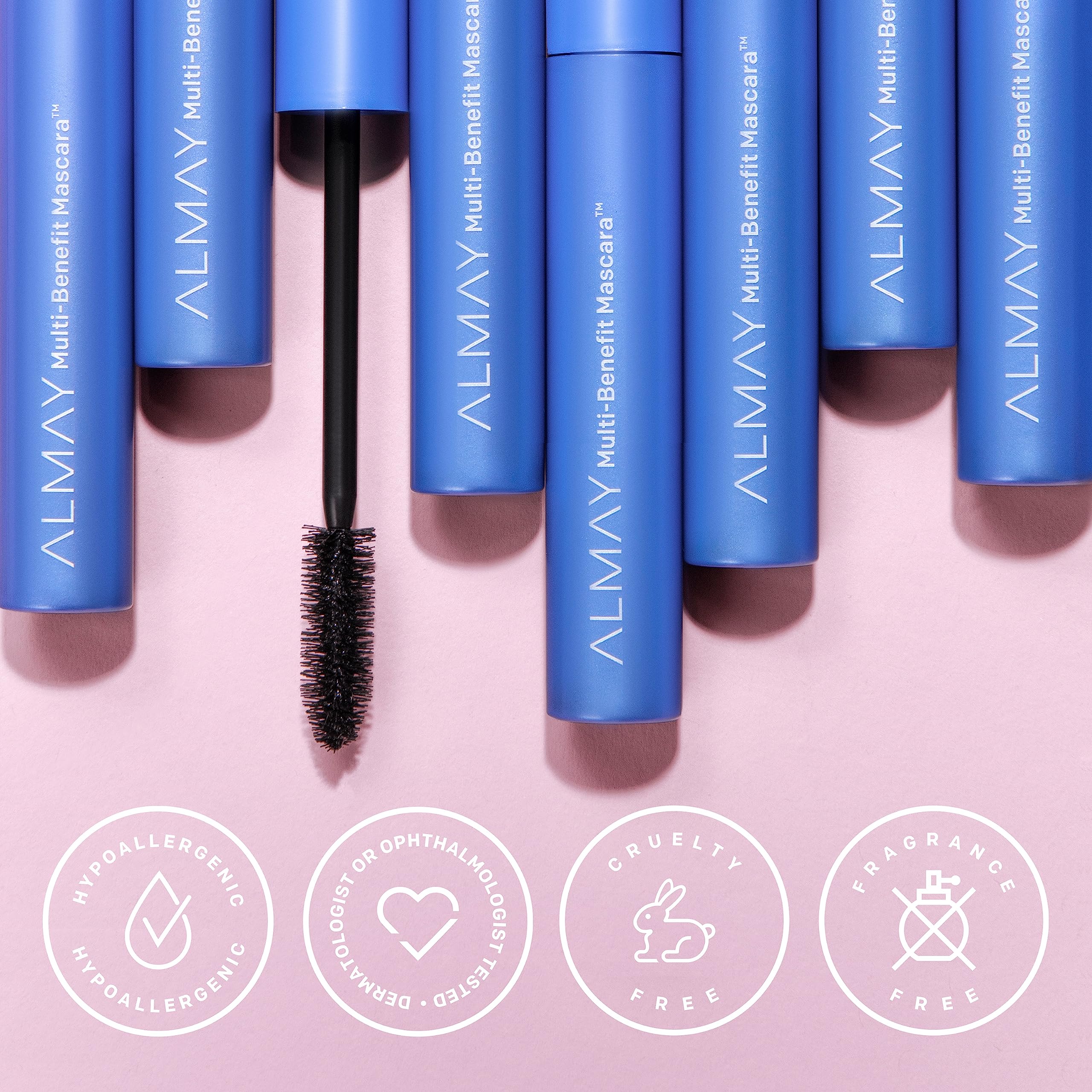 Almay Mascara, Volume, Length, Definition & Conditioning, Multi-Benefit Eye Makeup, Hypoallergenic and-Fragrance Free, 501 Blackest Black,0.24 Fl Oz (Pack of 1)