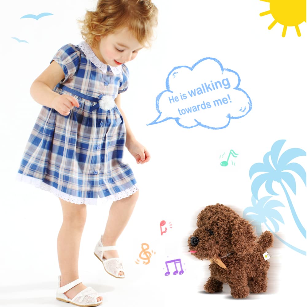 WEofferwhatYOUwant Plush Electronic Labradoodle Dog - Adorable Goldendoodle Teddy Bear Puppy- Walks, Barks, and Cuddles. Ages 18+ Months