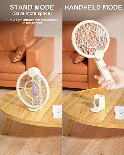 AICase 2 in 1 Foldable Portable Bug Zapper Racket,Rechargeable Fly Swatter with Trap Light,Compact Electric Zapper Indoor and Outdoor Use for Bedroom/Kitchen/Backyard/Porch…