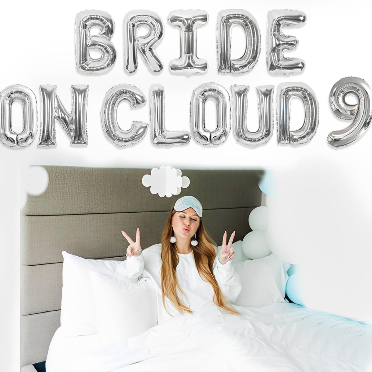 On Cloud 9 Bachelorette Decorations Cloud Bridal Shower Decorations Bride on Cloud 9 Balloon Banner Cloud Foil Balloon Diamond Balloon for Bridal Shower Wedding Shower Birthday