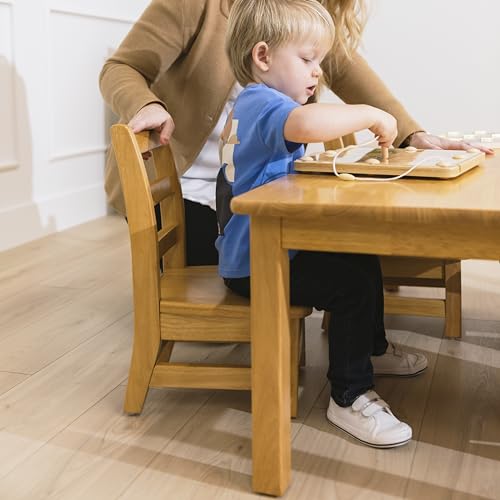 ECR4Kids 24in x 48in Rectangular Hardwood Table with 16in Legs and Four 8in Chairs, Kids Furniture, Honey