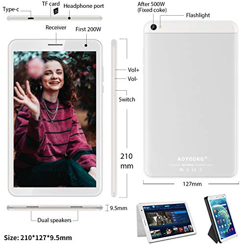 AOYODKG Android Tablet 8 Inch, Android 10 Tablets, 3GB RAM +32GB ROM, Quad Core,1280x800 HD IPS Display, WiFi Version Reading Tablet PC, Bluetooth 5.0, TF 128G Expansion [AYO-Silver]