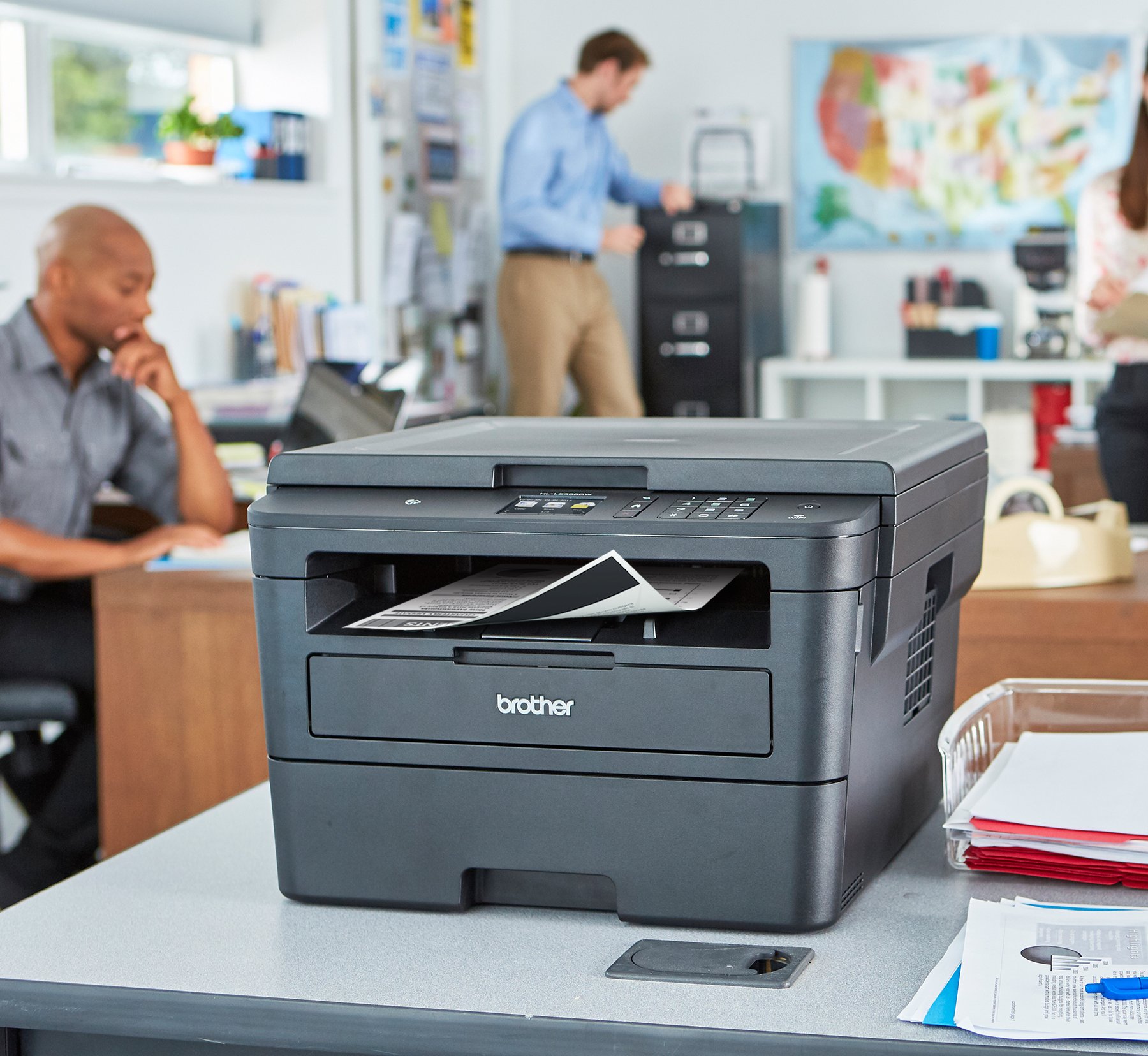 Brother HL-L2395DWA All-in-One Wireless Monochrome Laser Printer with Scanner and Copier for Home Office, Black - 36 ppm, 2400 x 600 dpi, 250-sheet, Auto Duplex Printing, NFC, Hi-Speed USB