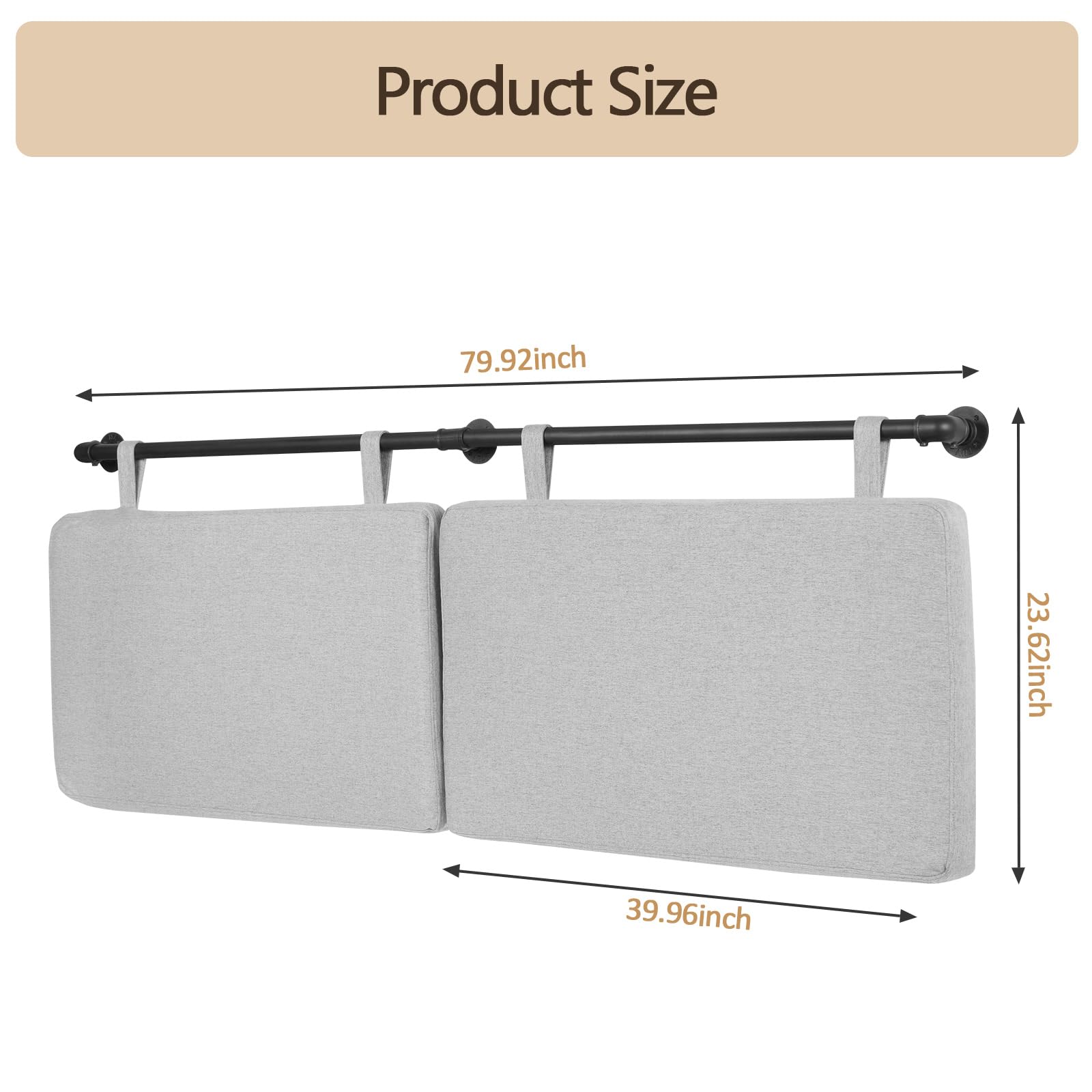 uyoyous Wall Mounted Headboard with Fine Linen Upholstered, Modern Adjustable Height Hanging Headboard for Bedroom, Headboard for King Size Bed