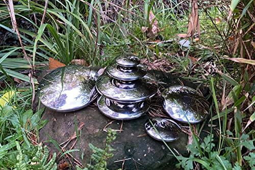 TickiT Sensory Reflective Silver Buttons - Set of 7 - Mirrored Discs for Babies and Toddlers Aged 0+ – Stainless-Steel, Sensory Stacking Pebbles - Stunning Nursery Decor