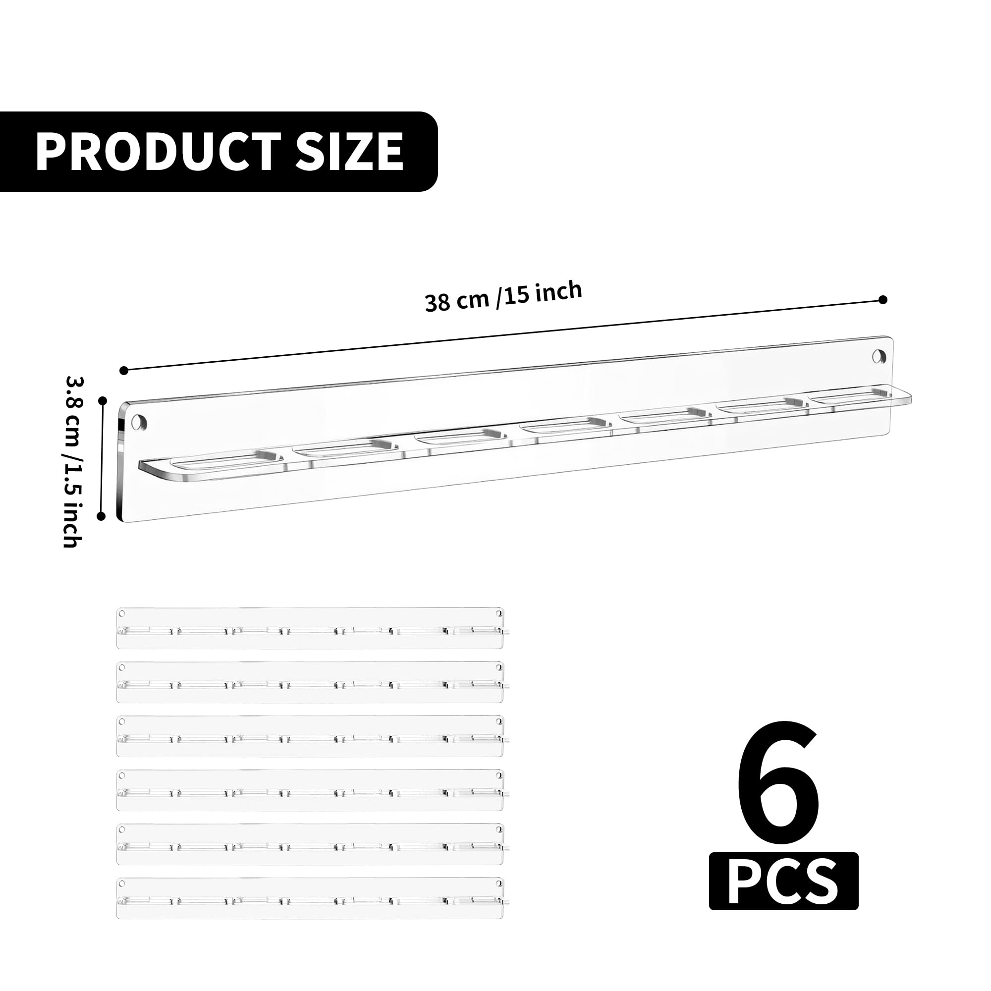 KEJJNYER 6 Pack Acrylic Sunglasse Wall Display, Eyeglasses Organizer Storage Wall Mounted, Sunglasses Holder Hanging Display