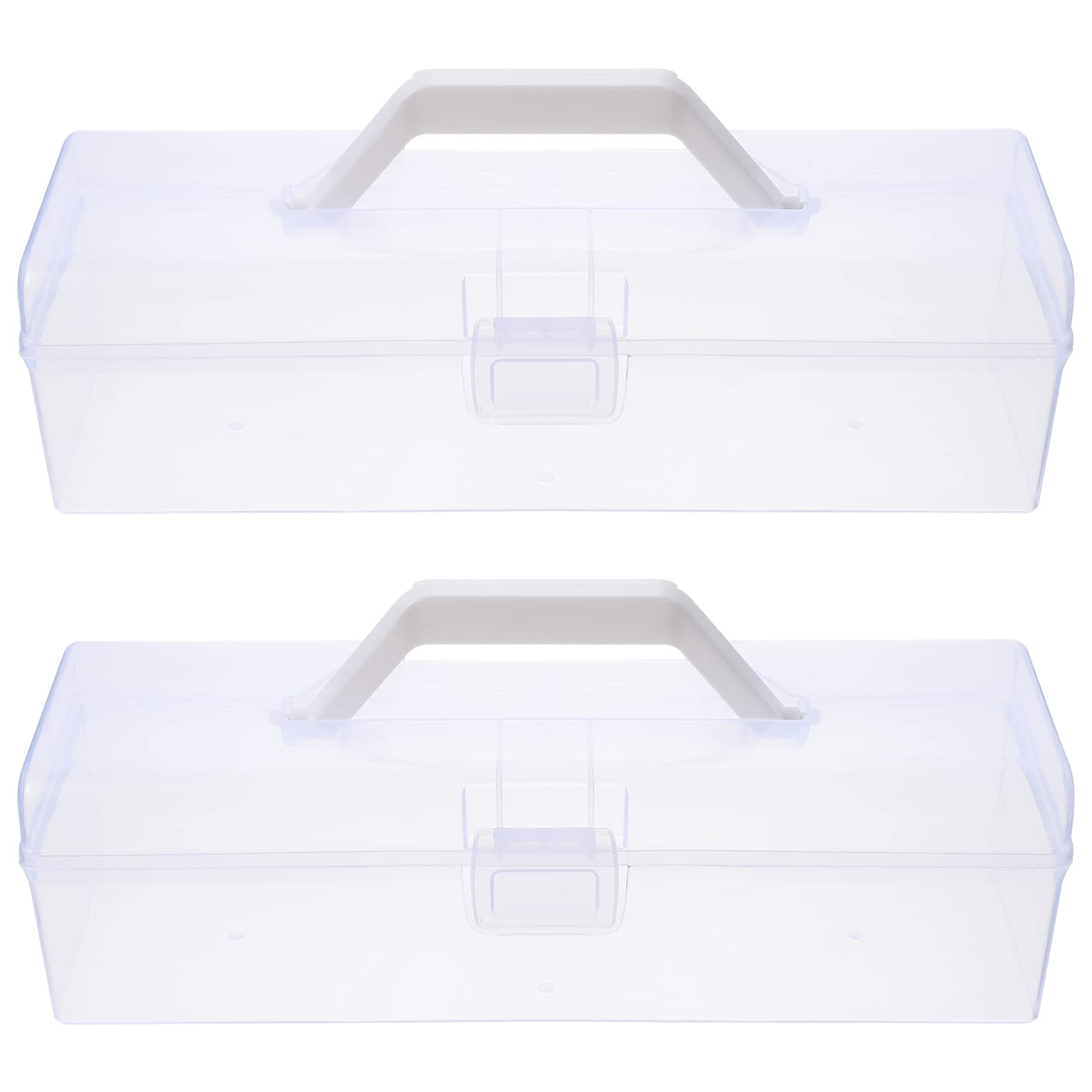 VICASKY Plastic Storage Box, 2pcs Clear Organizer Container with Handle, Multipurpose Storage for First Aid, Sewing, Painting Arts Tools