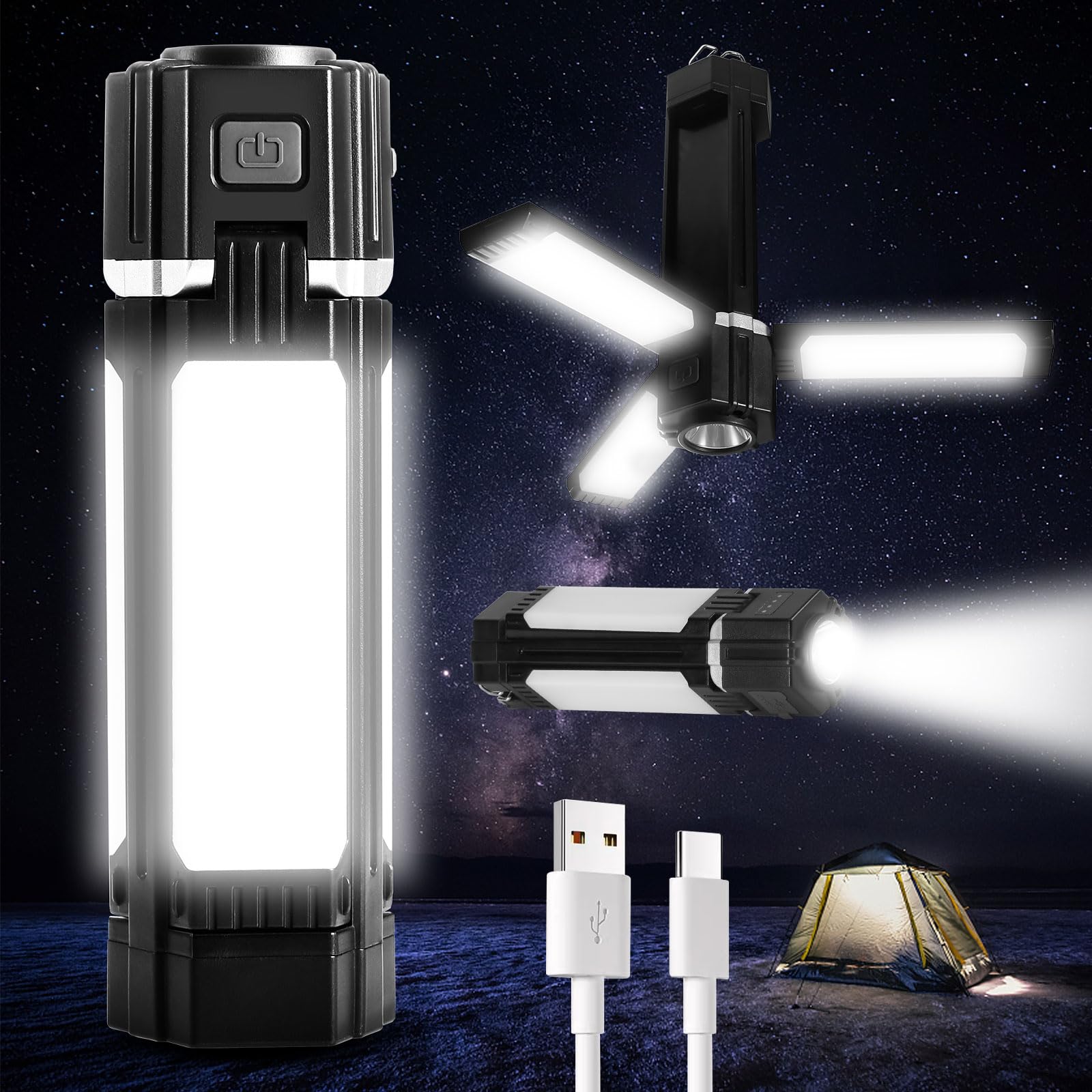 B-right LED Camping Lantern: Battery Powered Rechargeable Camping Lights Outdoor - 300LM 5 Brightness Modes Water-Resistant Tent Lights Lamp for Emergency Power Outage Hurricane Home