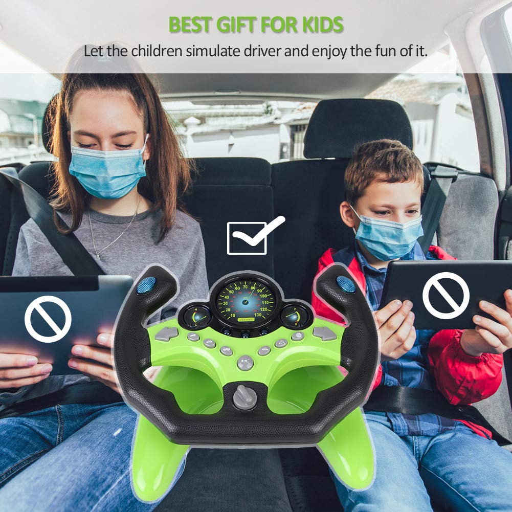 Coherny Steering Wheel Toy Driving Controller Portable Driving Copilot Toy Educational Sounding Toy Gift Driving Wheel with Music for Kids