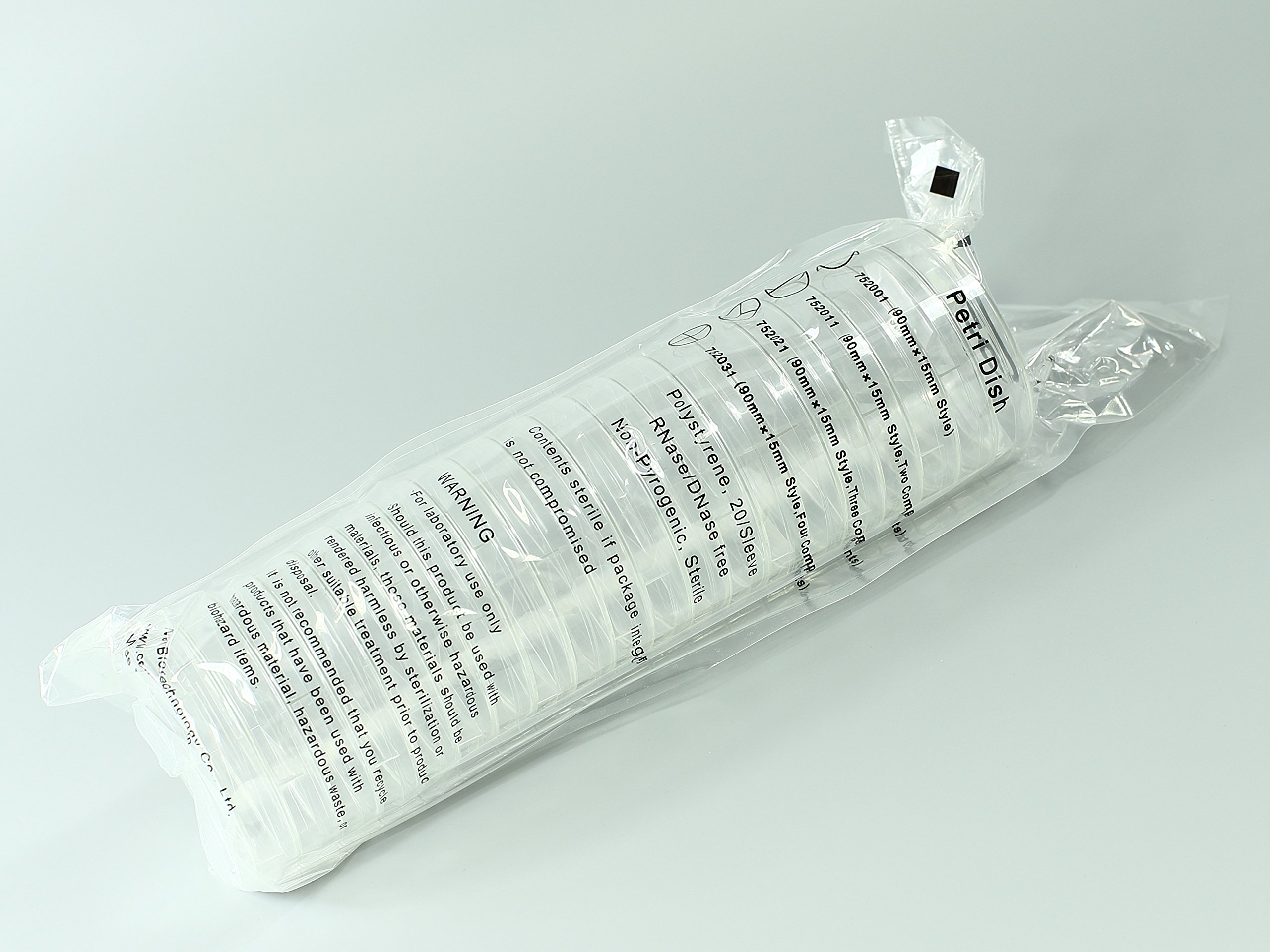 Nest Scientific 753001 Polystyrene Petri Dish, Semi-Stackable, Sterile, 100 mm x 15 mm, 20 per Bag, 500 per Case (Pack of 500)