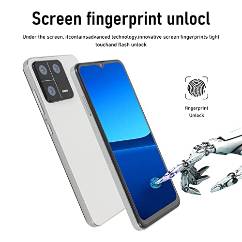 ANGGREK M13 Smartphone 6.53 Inch 6GB 128GB for Android 12 5G WiFi Mobile Phone Support 4G Network 32MP Rear Camera 16MP Front Camera 100‑240V White (US Plug)