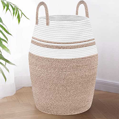 Astarama Large Laundry Hamper, Woven Rope Laundry Basket, 105L Blankets Storage Basket with Heavy Duty Handles for Clothes and Toys in Bedroom, Nursery Room, Bathroom