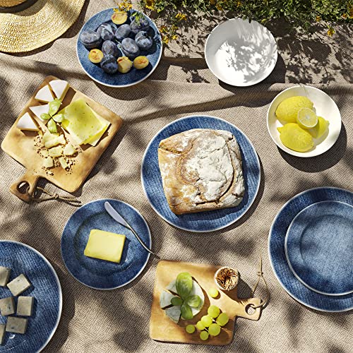 Barnyard Designs 12-piece Melamine Dinnerware Set, Durable Chip-Resistant Dishware for Indoor/Outdoor Use, Farmhouse Dishes, Service for 4, Denim Blue, (Dinner Plate: 11β, Salad Plate: 8.5β, Bowl: 7β)