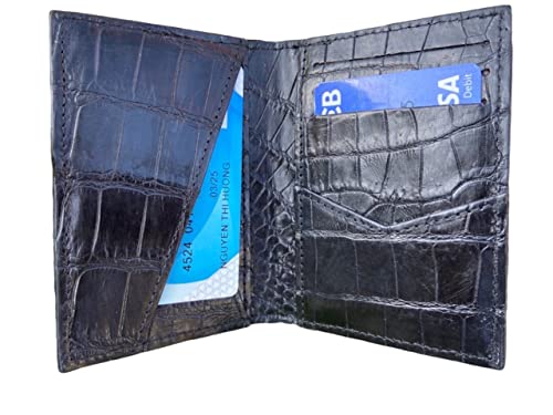 Double side Navy Blue Crocodile Alligator leather skin Credit Cardholder, leather credit cardcase, leather creditcard cover