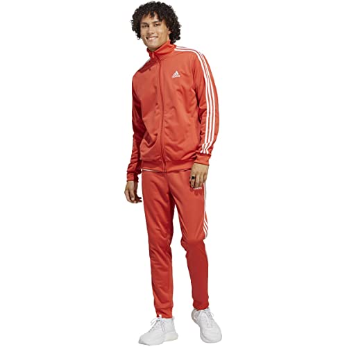 adidas Men's Sportswear Basic 3-stripes Tricot Track Suit, Preloved Red, Medium