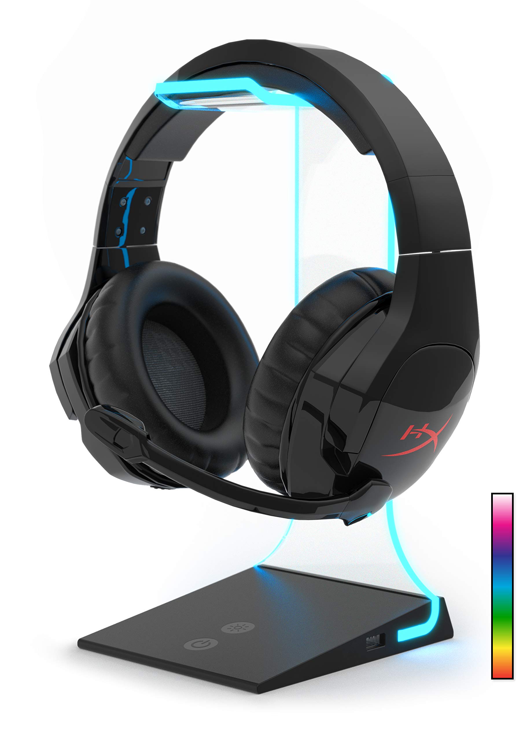 Asterion RGB Headphone Stand with USB Charging – Floating Illuminated Acrylic Design Compatible with All Standard Sized Headsets | Vertex