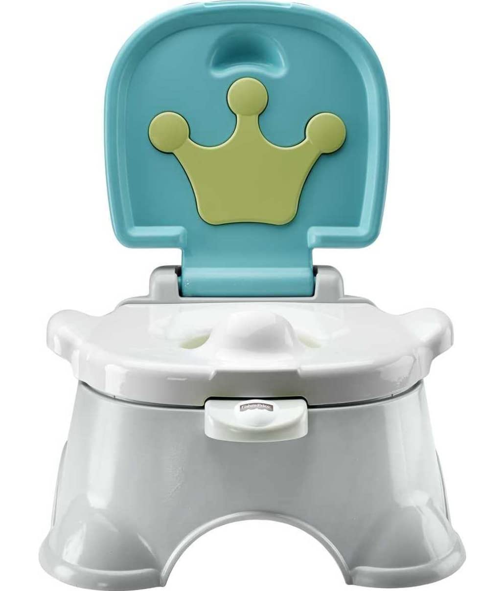Fisher-Price Toddler Toilet Royal Stepstool Potty Training Seat with Music plus Removable Ring and Bowl, Blue